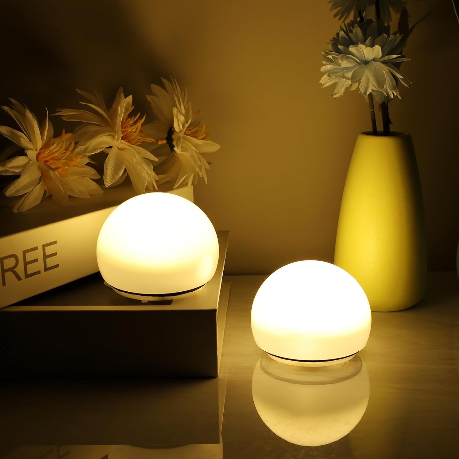 Portable LED Night Lights, Battery Operated, Soft Eye Caring for Sleep ...