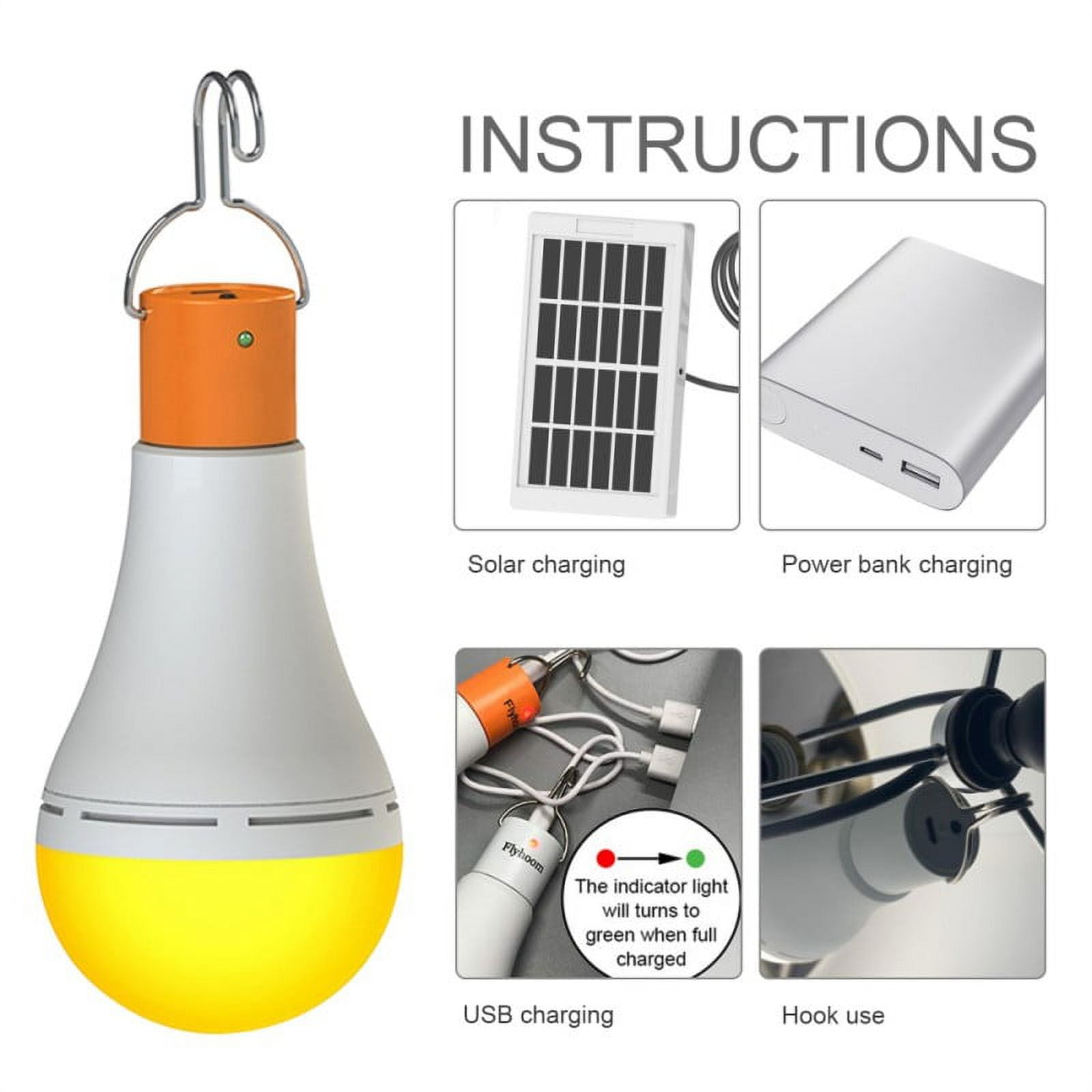 Portable LED Solar Powered Camping Light Bulb Remote Controlled ...