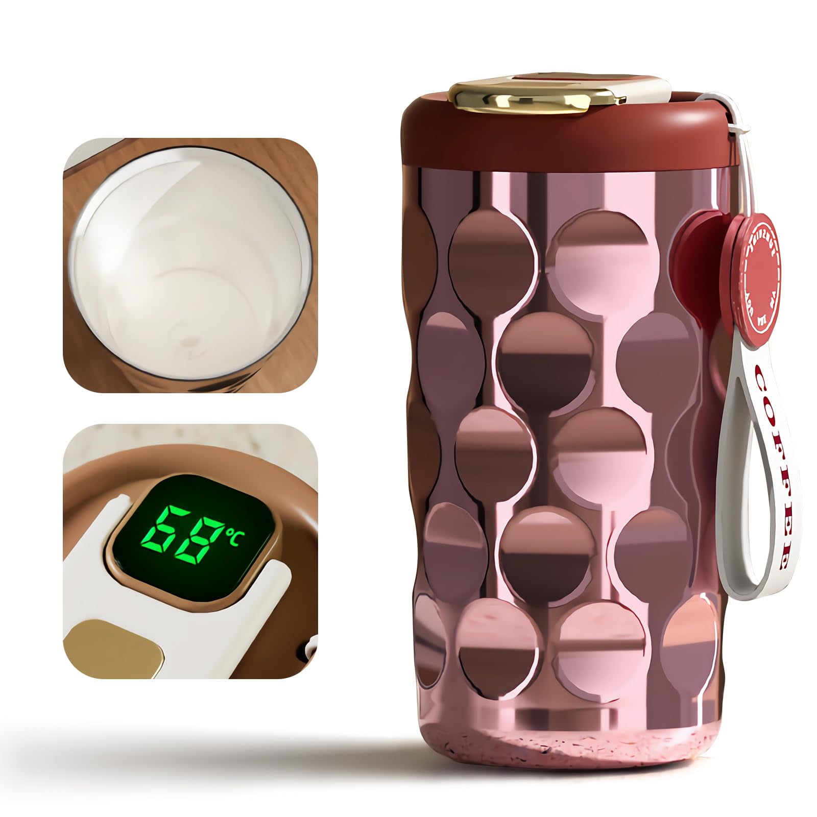 Portable LED Temperature Display Coffee Thermos - 316 Stainless Steel ...