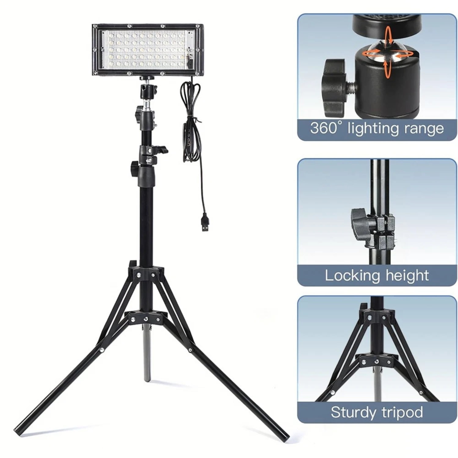Portable LED Work Light with Adjustable Tripod Stand, 15000 Lumen Flood ...