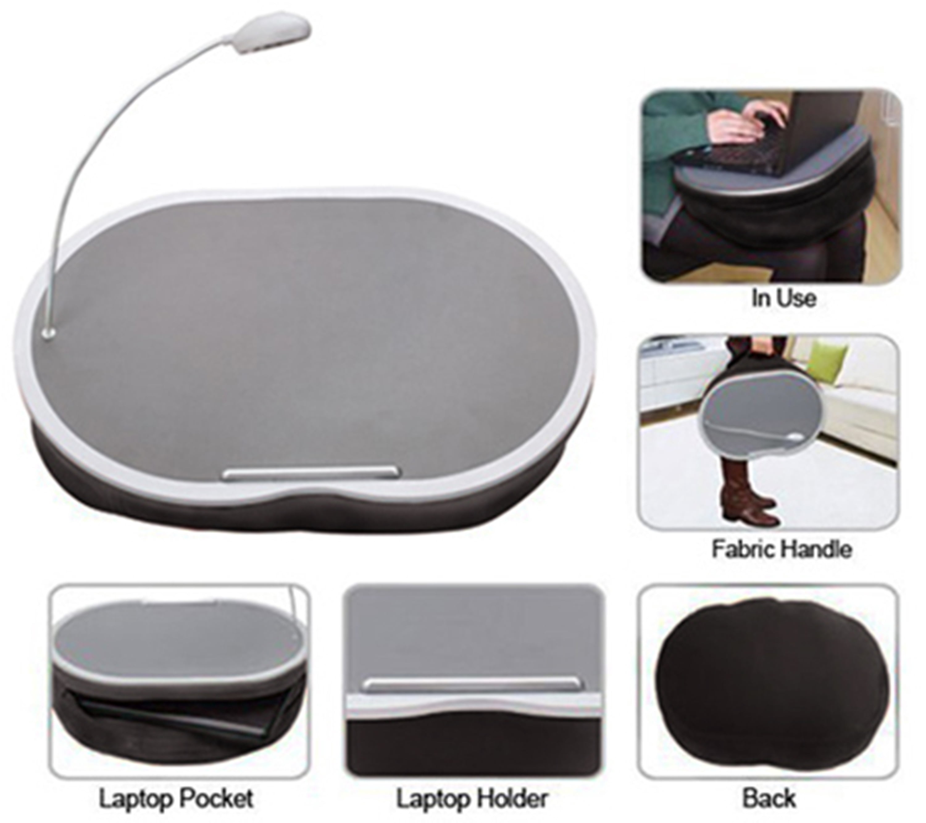 Portable Lap Desk With LED Lamp, 18" x 15" - Handy Zippered Storage For ...