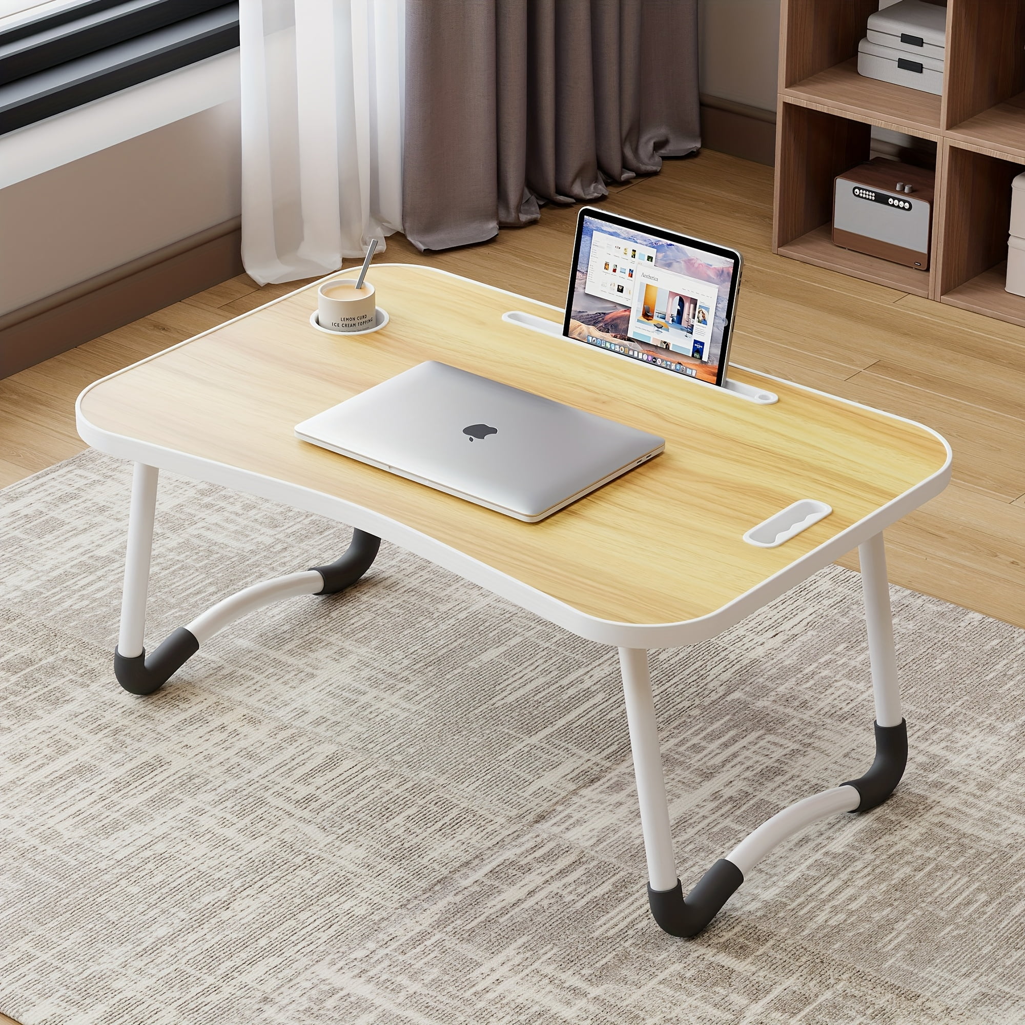 Portable Laptop Bed Table with Cup Holder, Multifunctional Tray Holder ...
