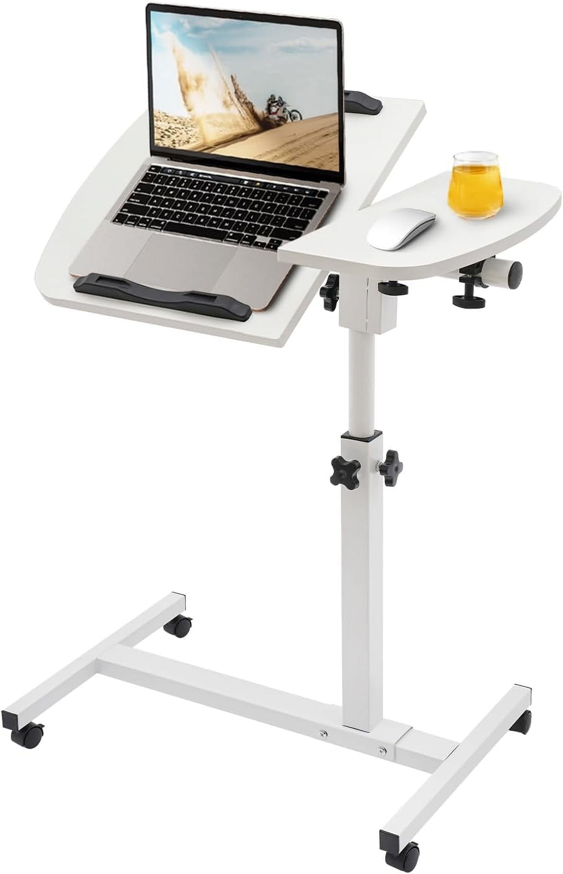 Portable Laptop Desk Adjustable Height Angle Double Countertops Rolling ...