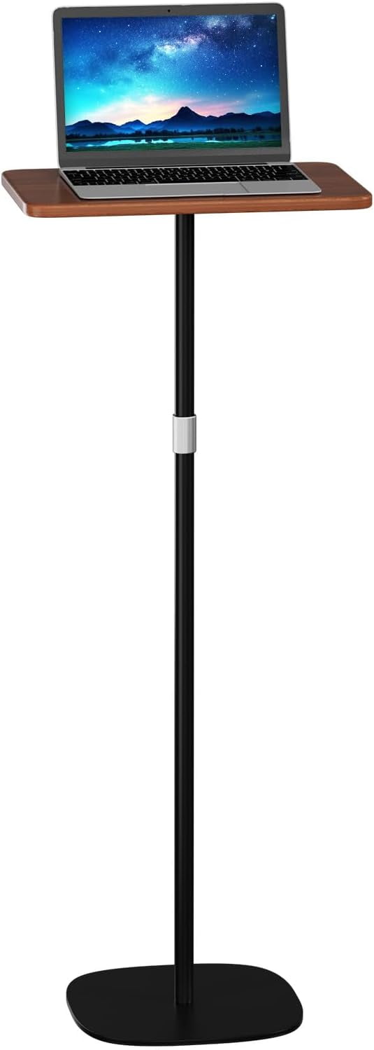 Portable Laptop Floor Stand - Adjustable Height 18" to 47", Wooden ...