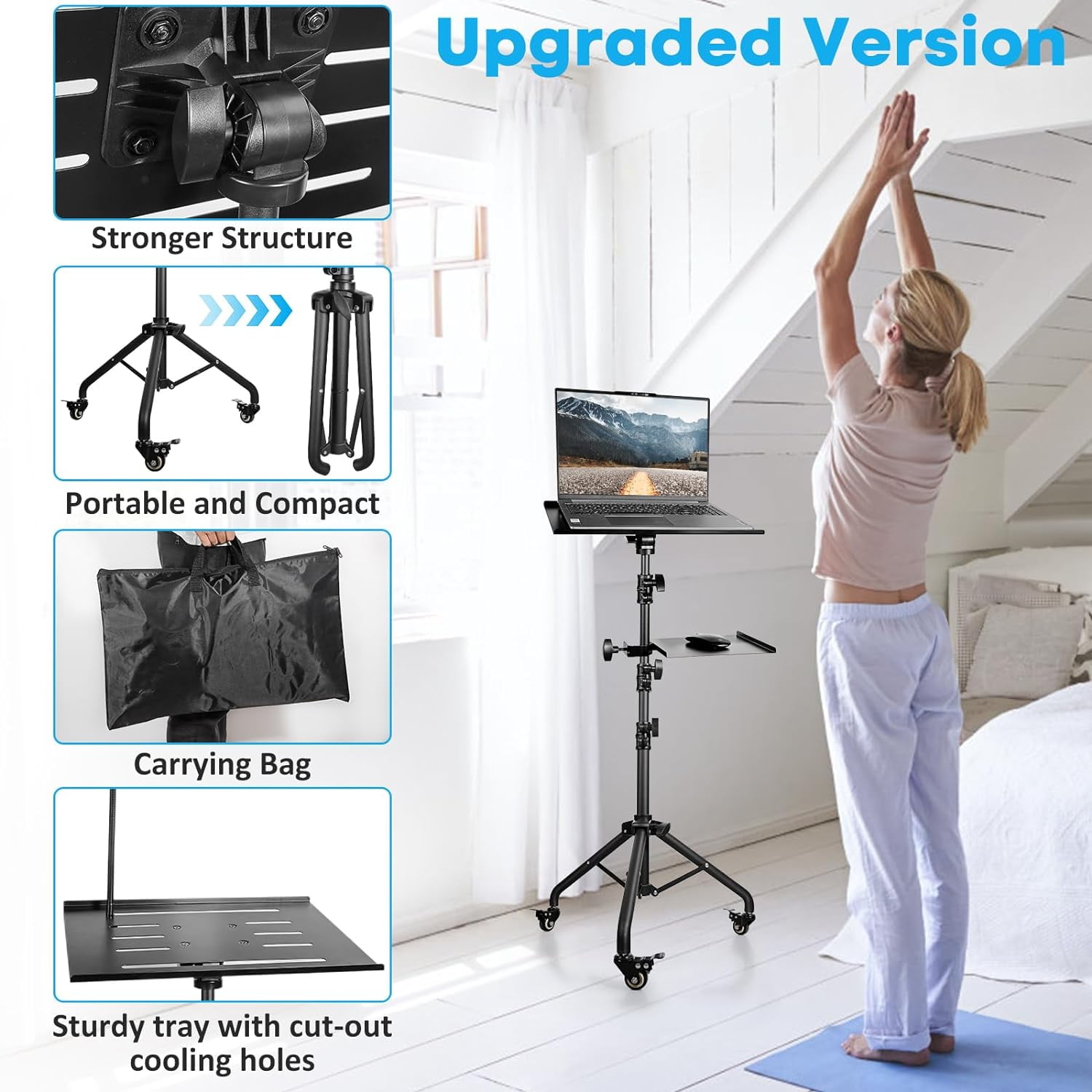 Portable Laptop & Projector Stand with Phone Holder and Mouse Tray ...