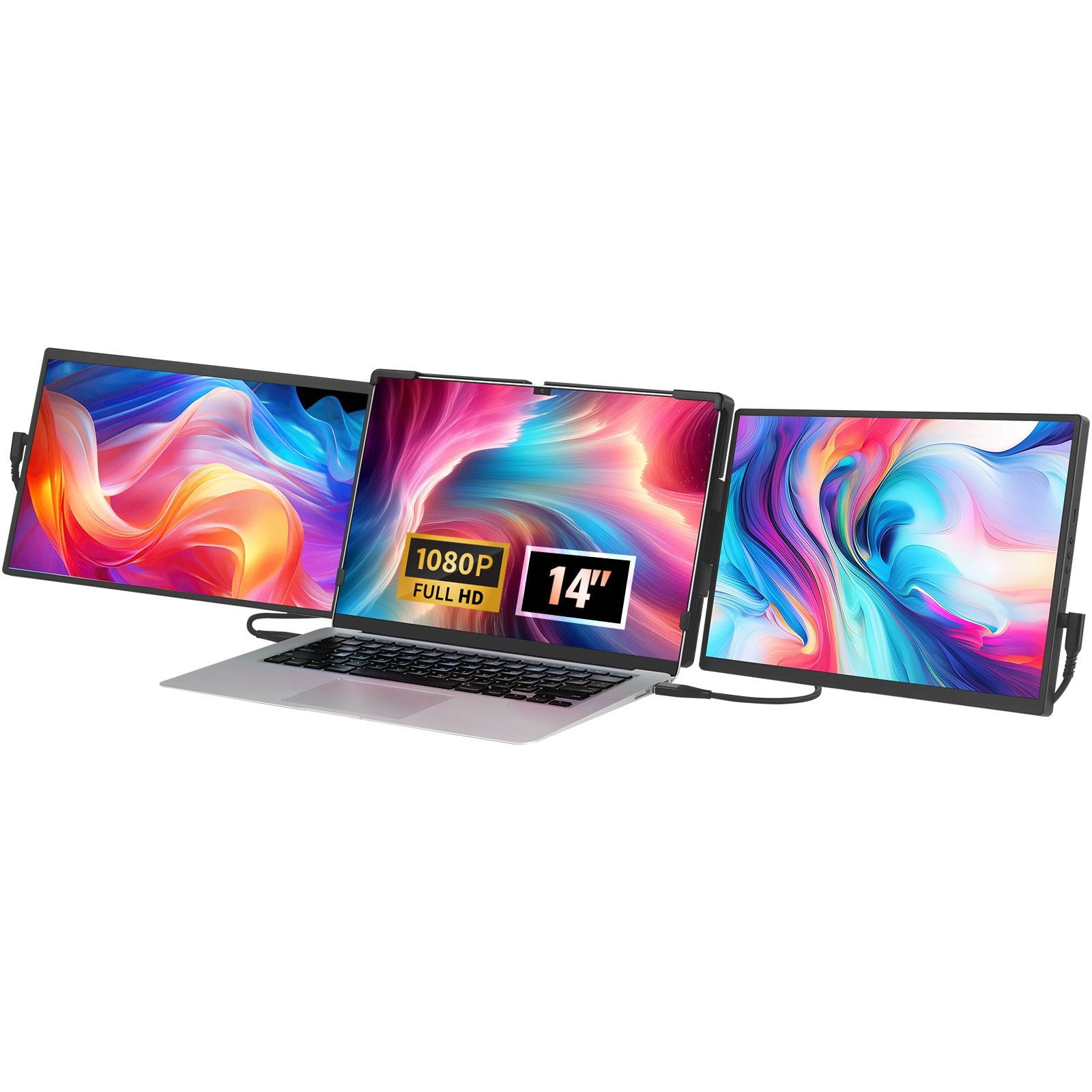 Portable Laptop Screen Extender, 14" FHD 1080P IPS Triple Extended ...