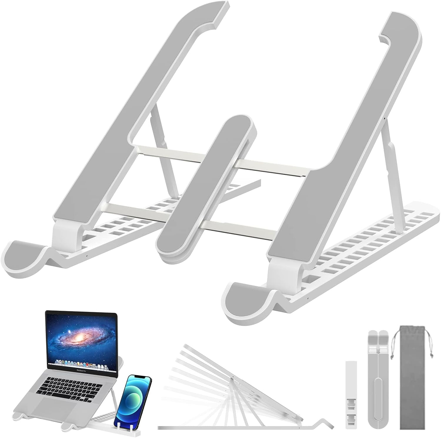 Portable Laptop Stand, 15 Angles Foldable Laptop Riser, Easy to Carry ...