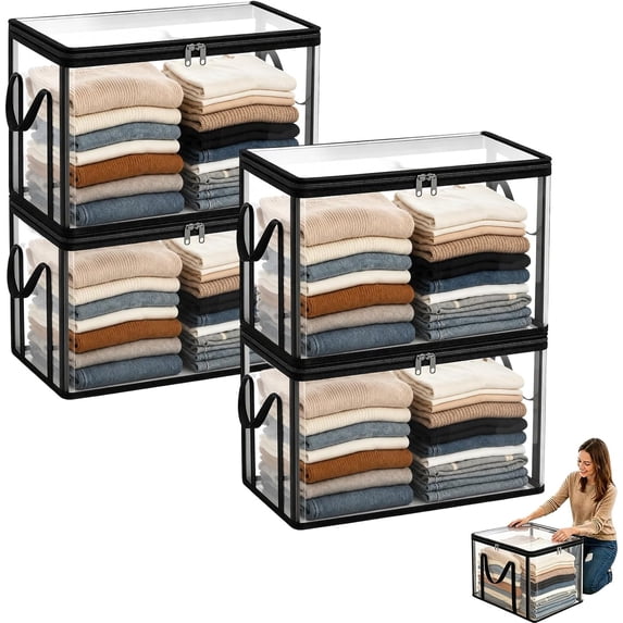 Portable Large Heavy Duty Clear Plastic Storage Box with Hinged Lid ...