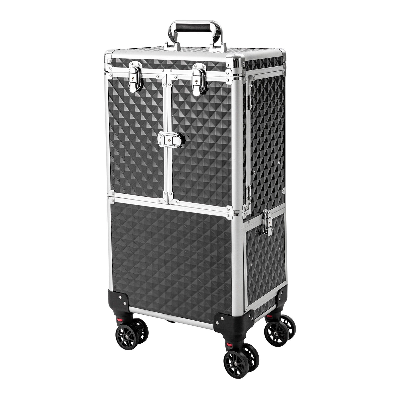 Portable Large Rolling Makeup Case Aluminum Makeup Train Case Salon ...