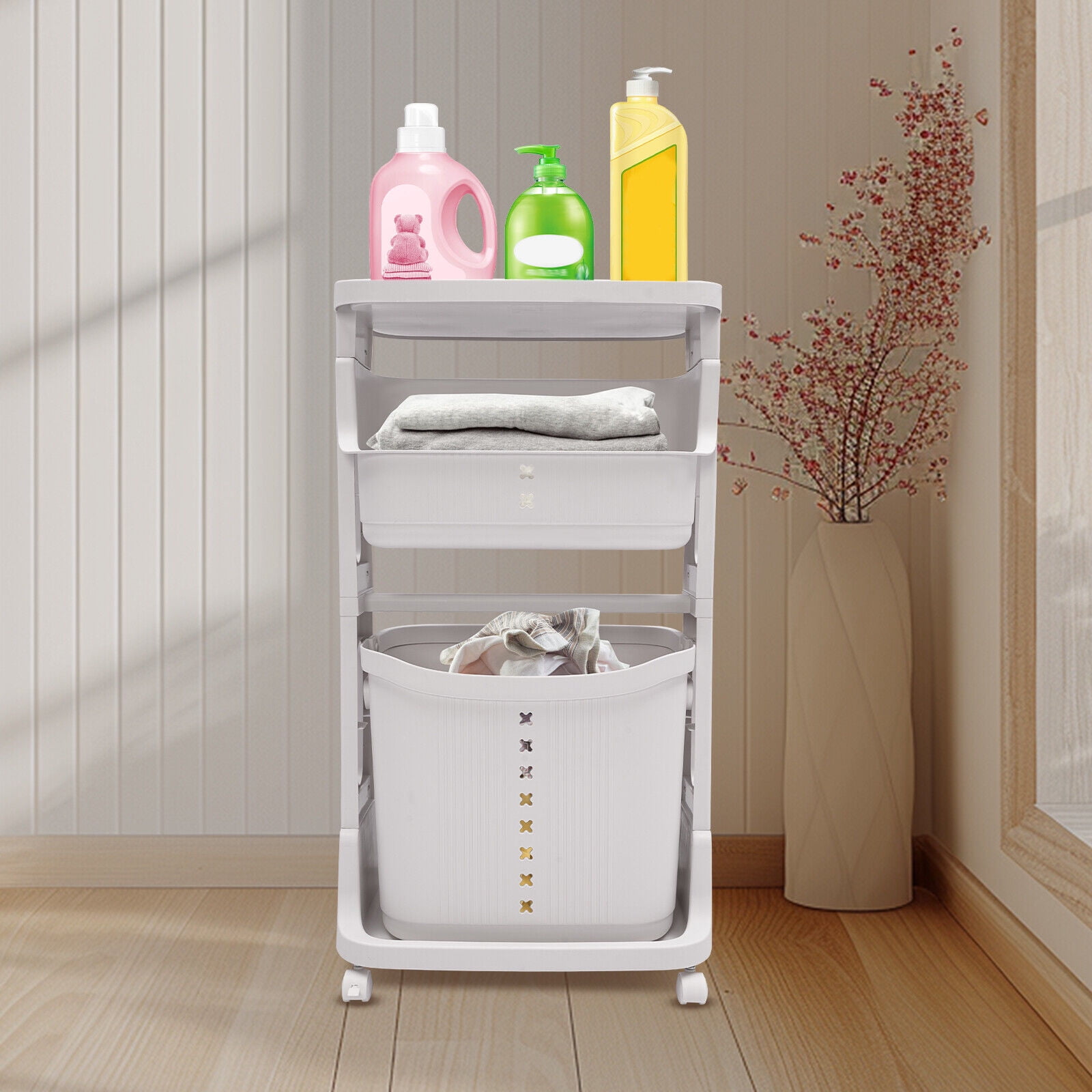 Portable Laundry Baskets, Laundry Hampers Modern White Laundry Baskets ...