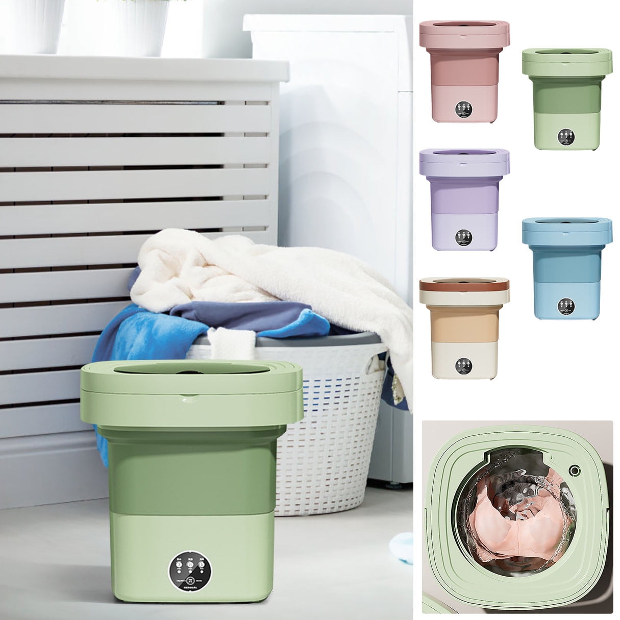Portable Laundry Can, Folding Travel Washer, Compact Dehydration Unit ...