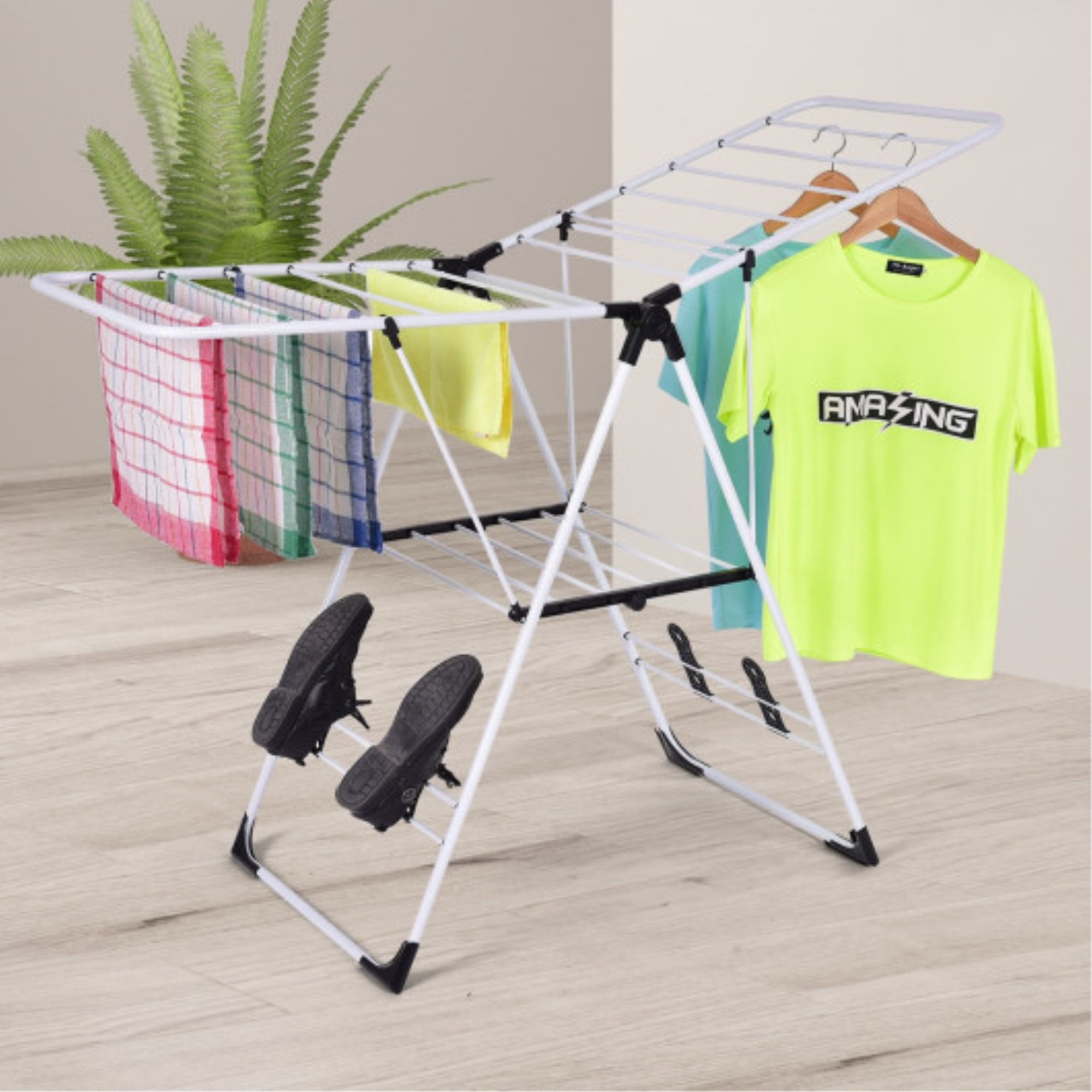 Portable Laundry Clothes Storage Drying Rack - Rust-Proof Steel ...