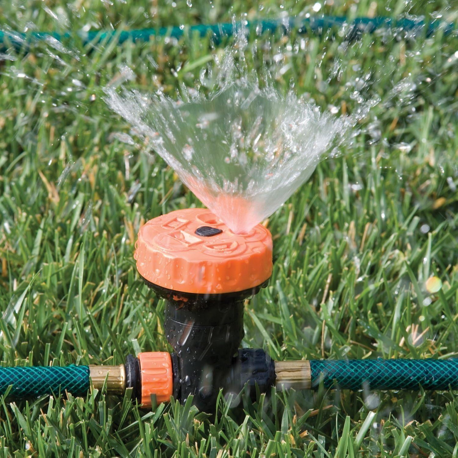 Portable Lawn Sprinkler System with 3 Multi-Function Heads, 5 Spray Settings, and 3 Hoses, 9 ...