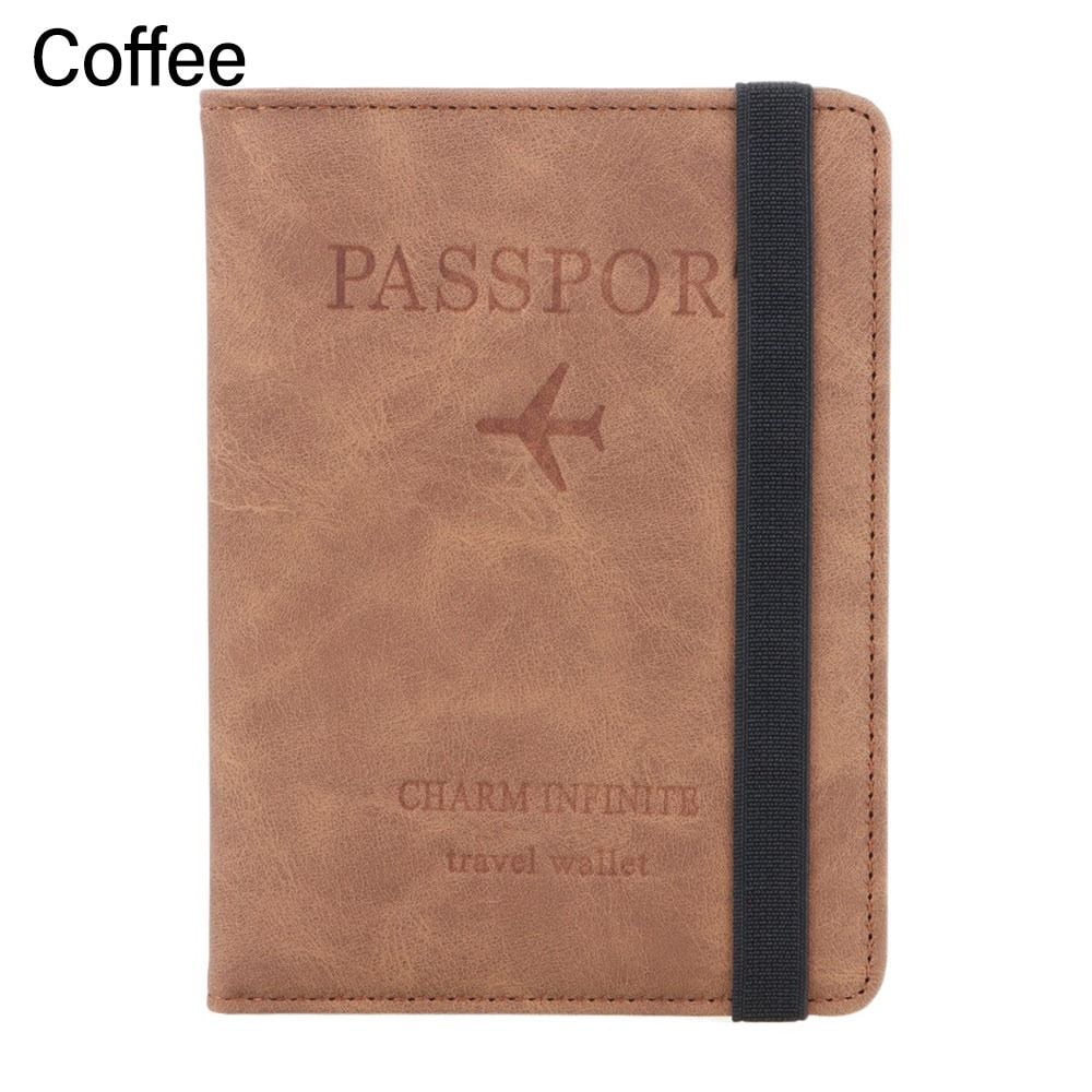 Portable Leather Document Package RFID Wallet Passport Holder Passport ...