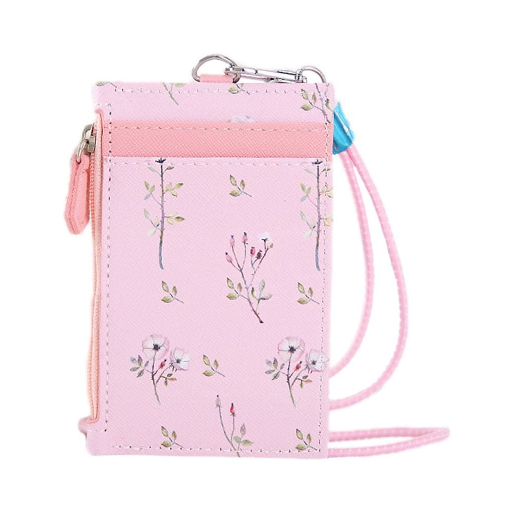 Portable Leather ID Badge Card Holder Case ipper Coin Pocket Purse ...
