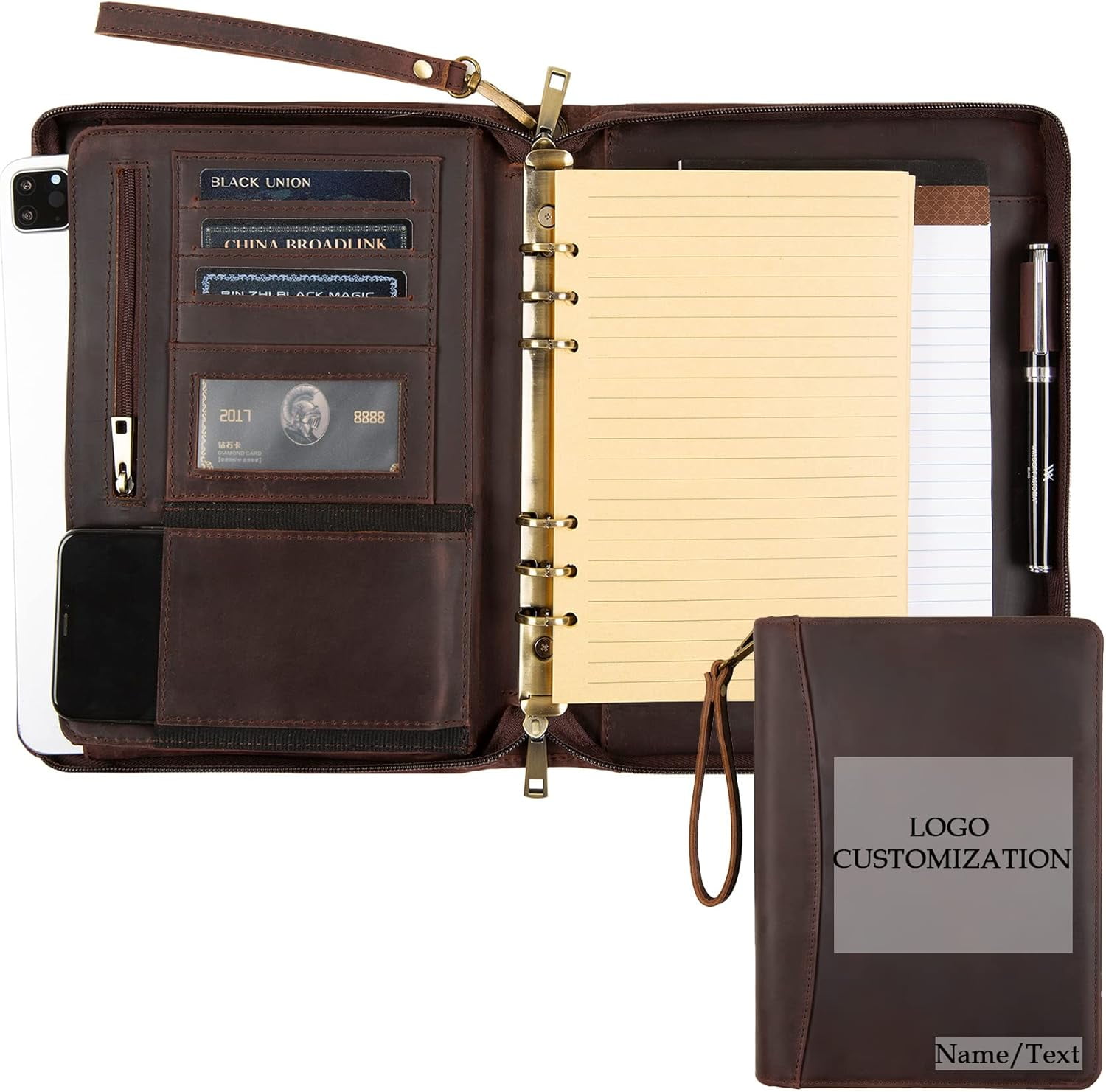 Portable Leather Padfolio, 8×10.5 inch Portfolio with 9.5-inch ...