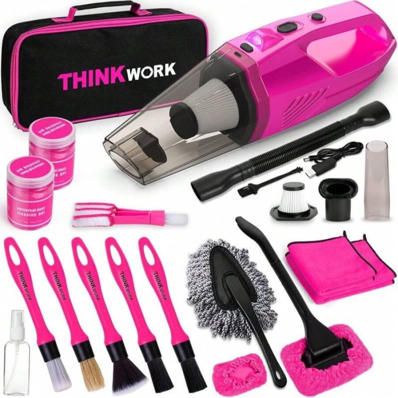 Portable & Lightweight Design THINKWORK Pink Portable Vacuum Cleaner ...