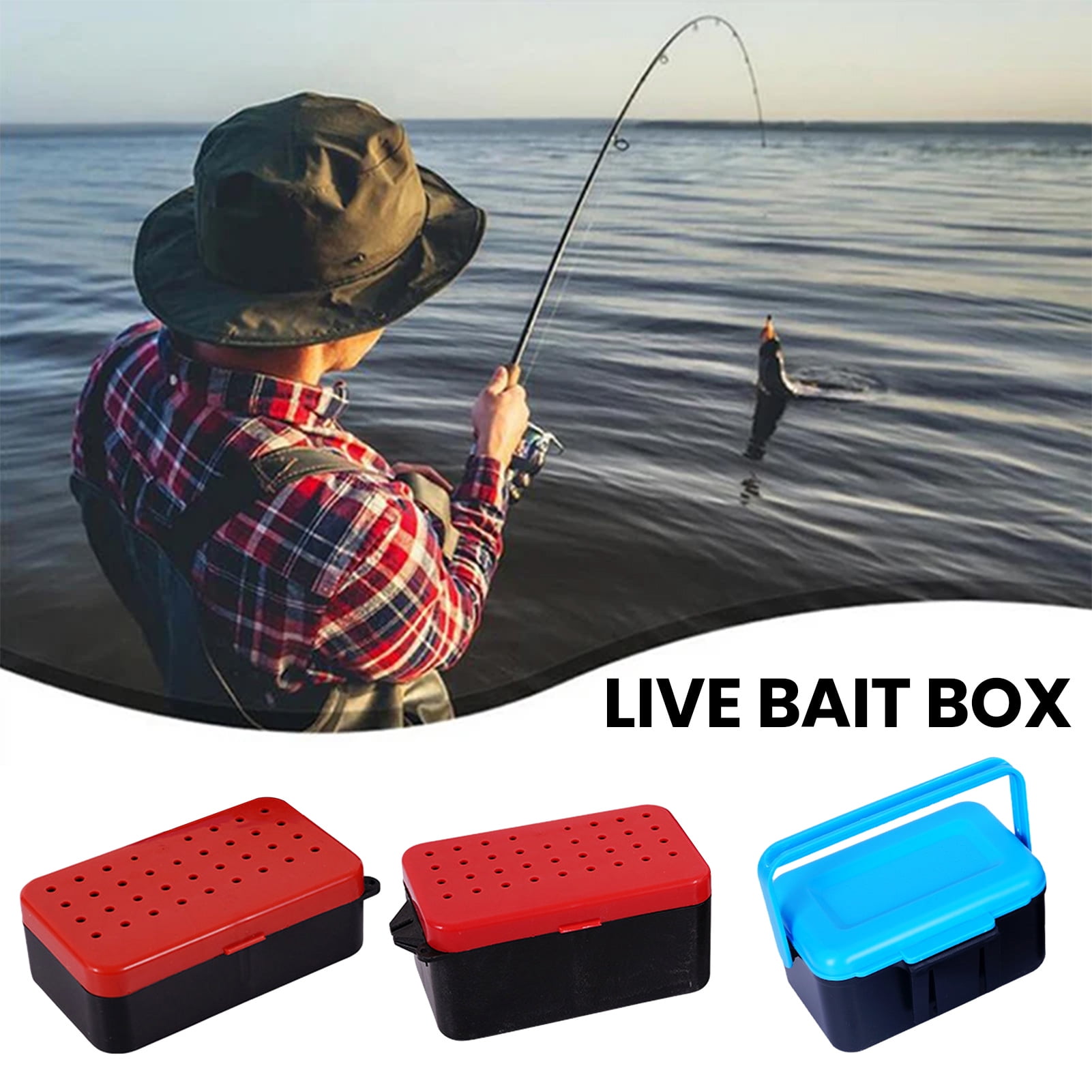 Portable Live Fishing Bait Box with Handle Double-Layer Fishing Lure ...