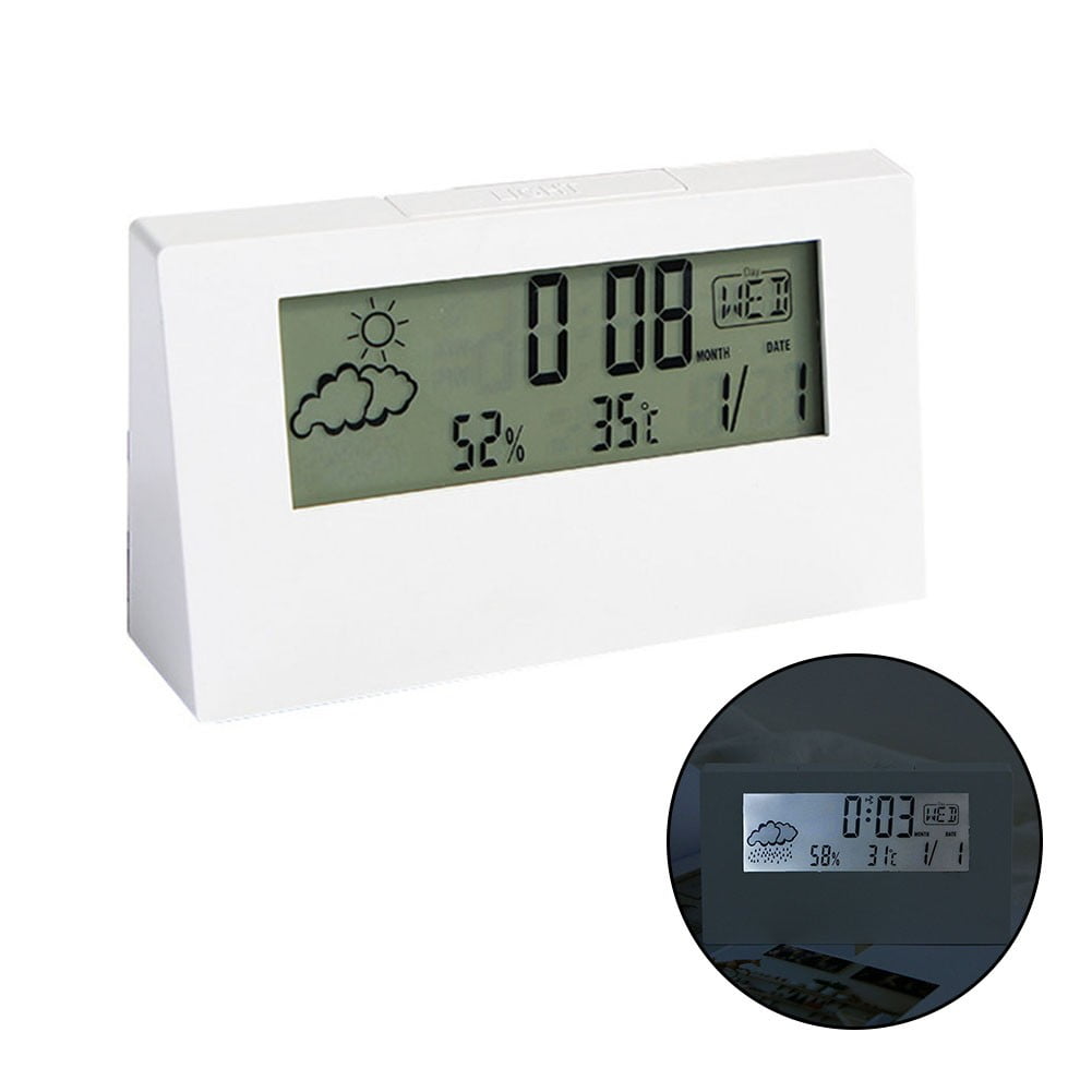 Portable Luminous Desk Clock with Calendar Temperature and Humidity ...