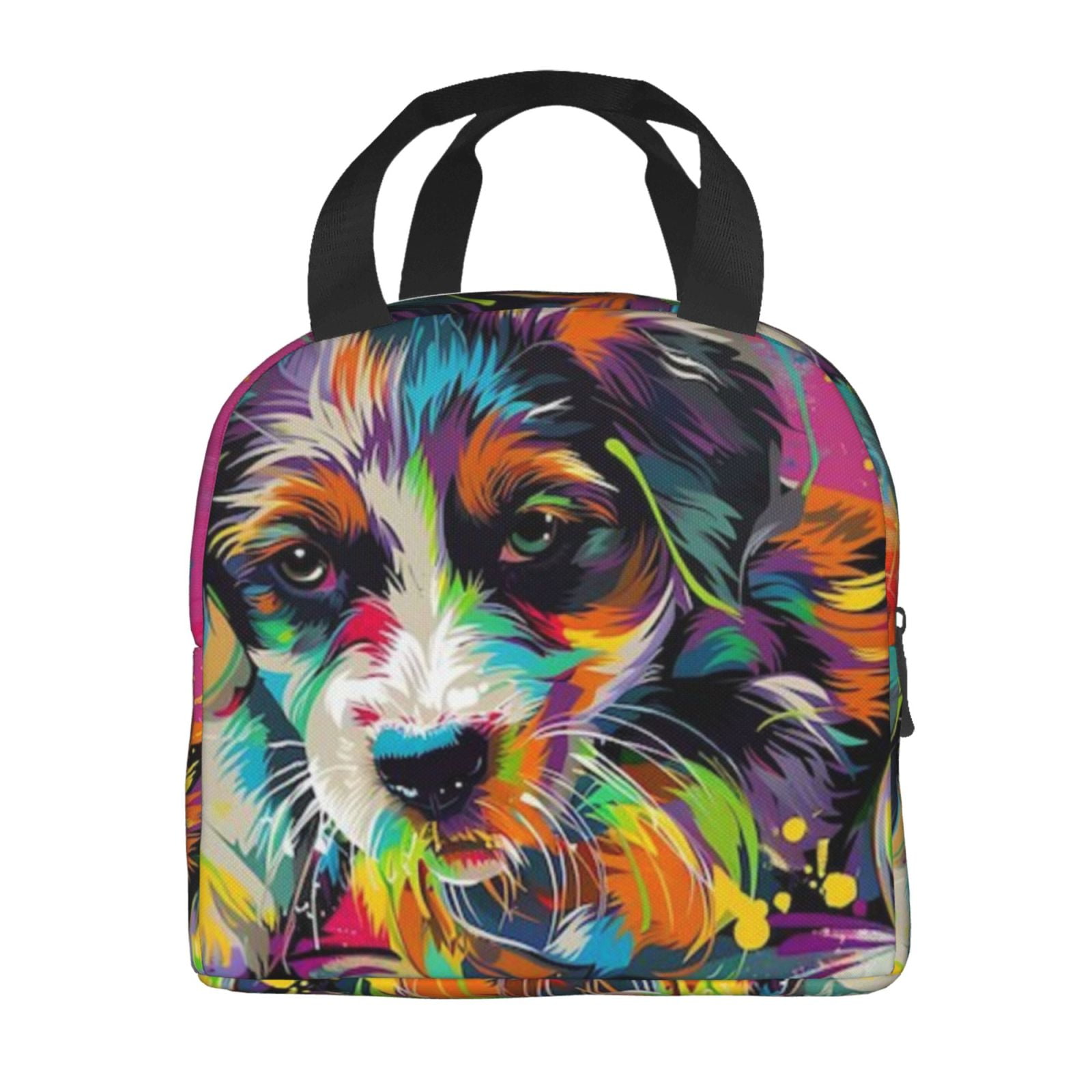 Portable Lunch Bag Insulated Dog Colorful Art Ball Lunch Box Reusable ...