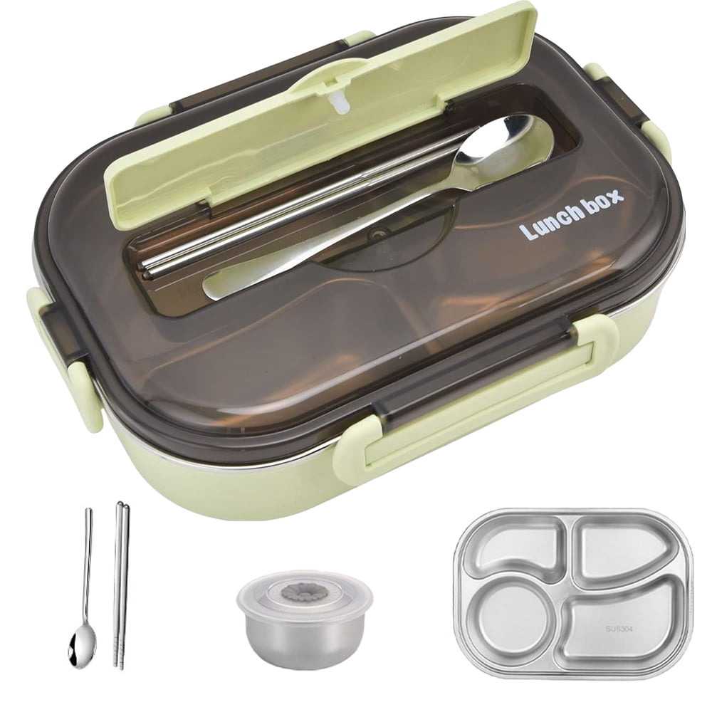 Portable Lunch Box 4 Compartments Divided Lunch Box Insulated Food ...