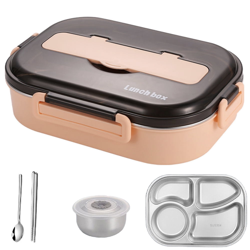 Portable Lunch Box 4 Compartments Divided Lunch Box Insulated Food ...