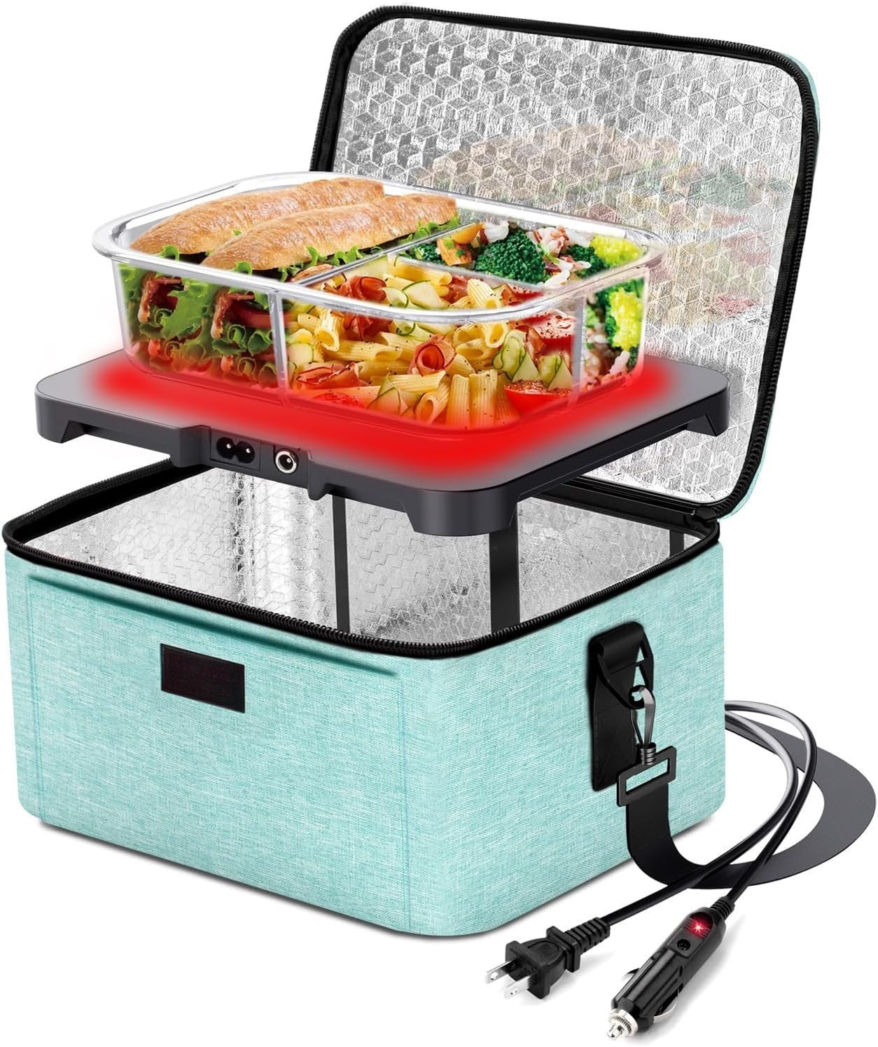 Portable Lunch Box Heater, 12V/24V/110V Warmer Heated Lunch Box for ...