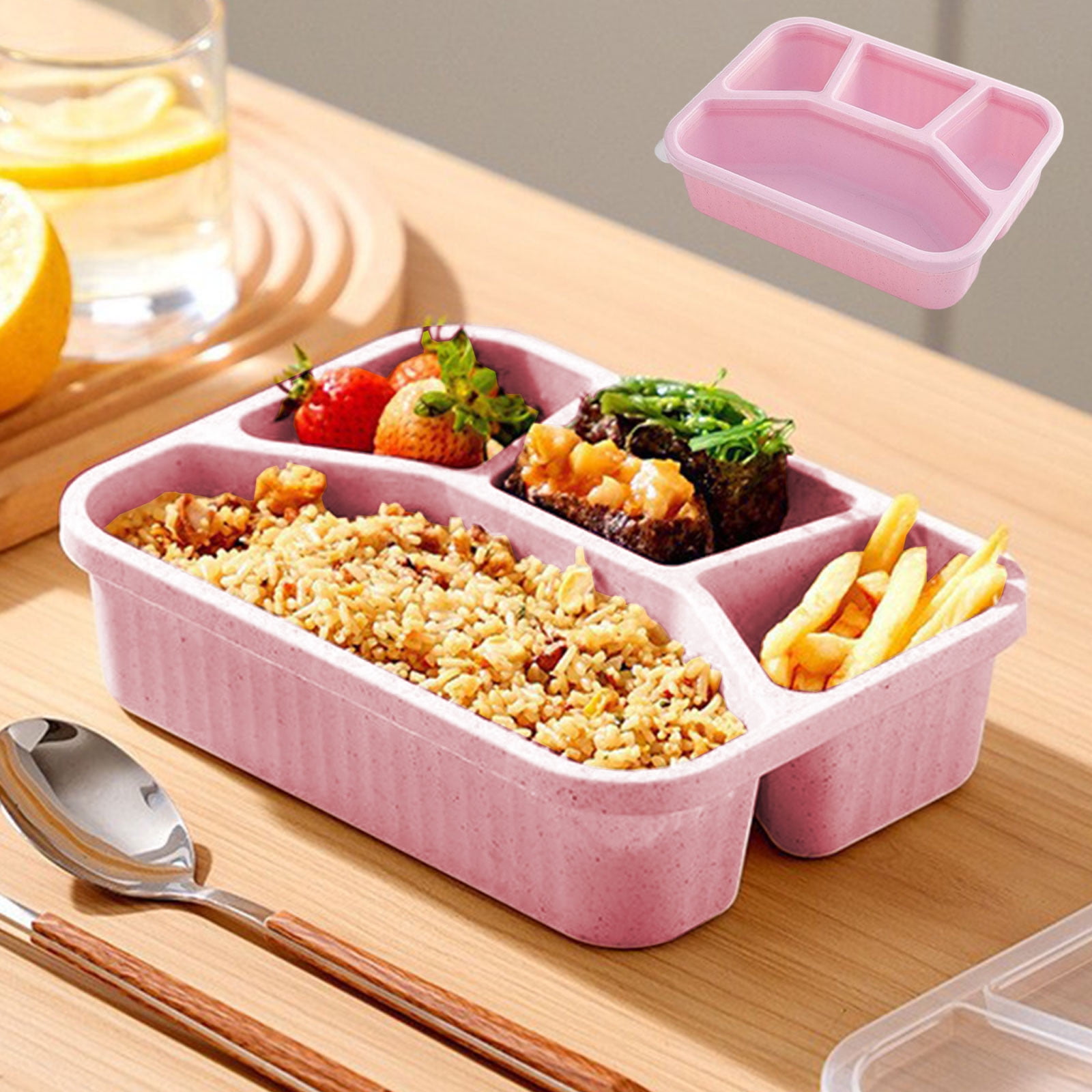 Portable Lunch Carrier, 4-Compartment Food Storage, Insulated Thermal ...