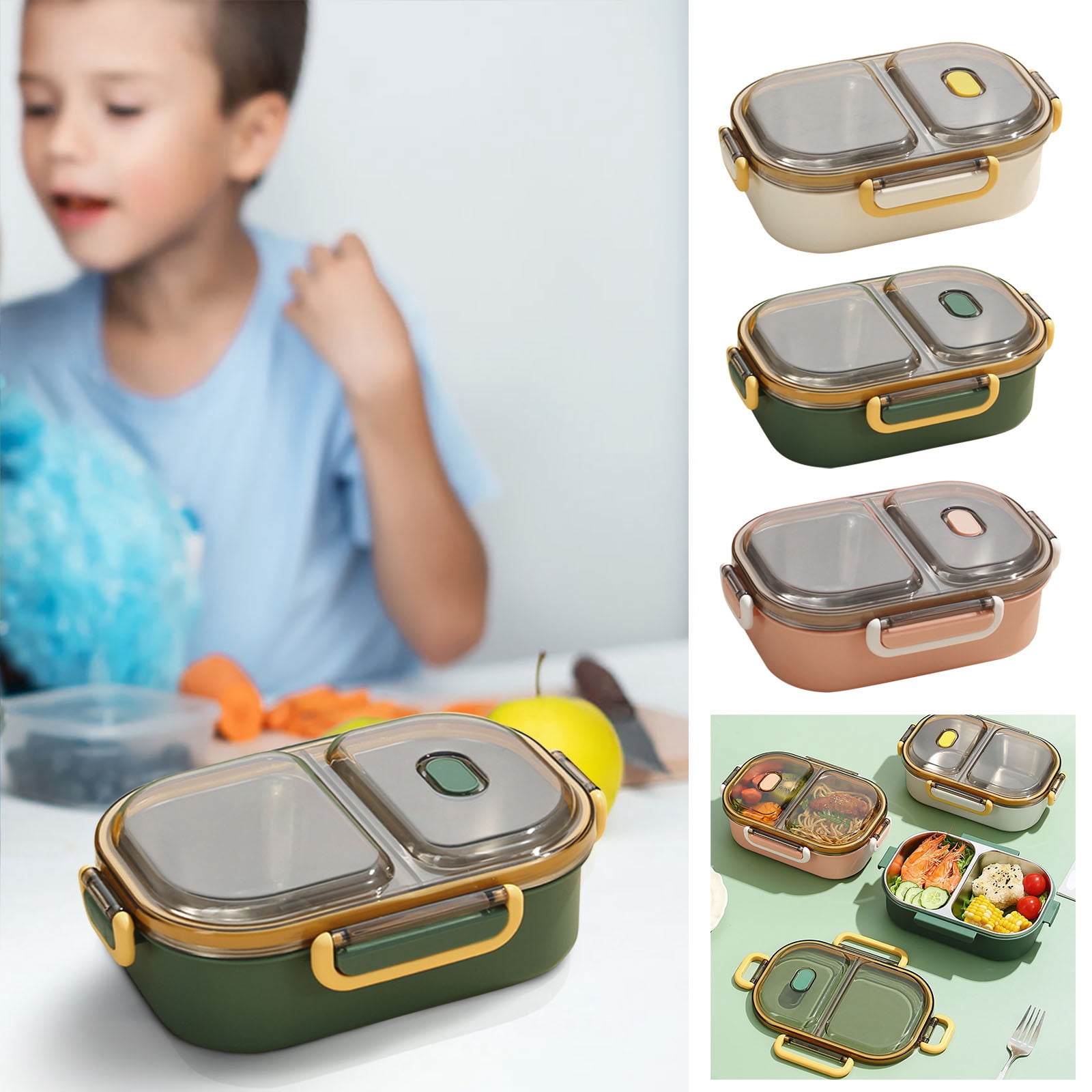 Portable Lunch Carrier, Large Storage Plastic Meal Box, Insulated Wall ...