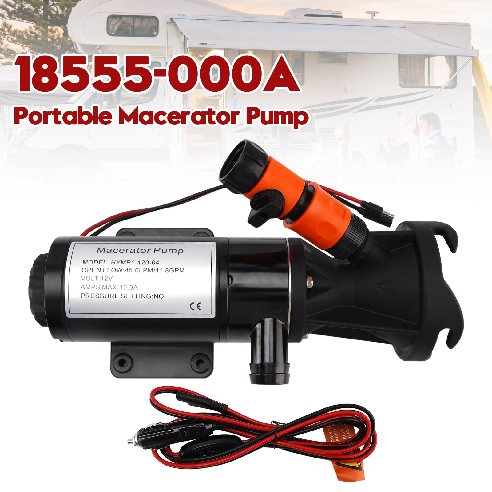 Portable Macerator Waste Pump 18555-000A for Camper RV 12V DC - Walmart.com