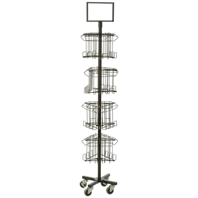 Portable Magazine Display Rack, 12 Pockets, Spinning Tiered Holders ...