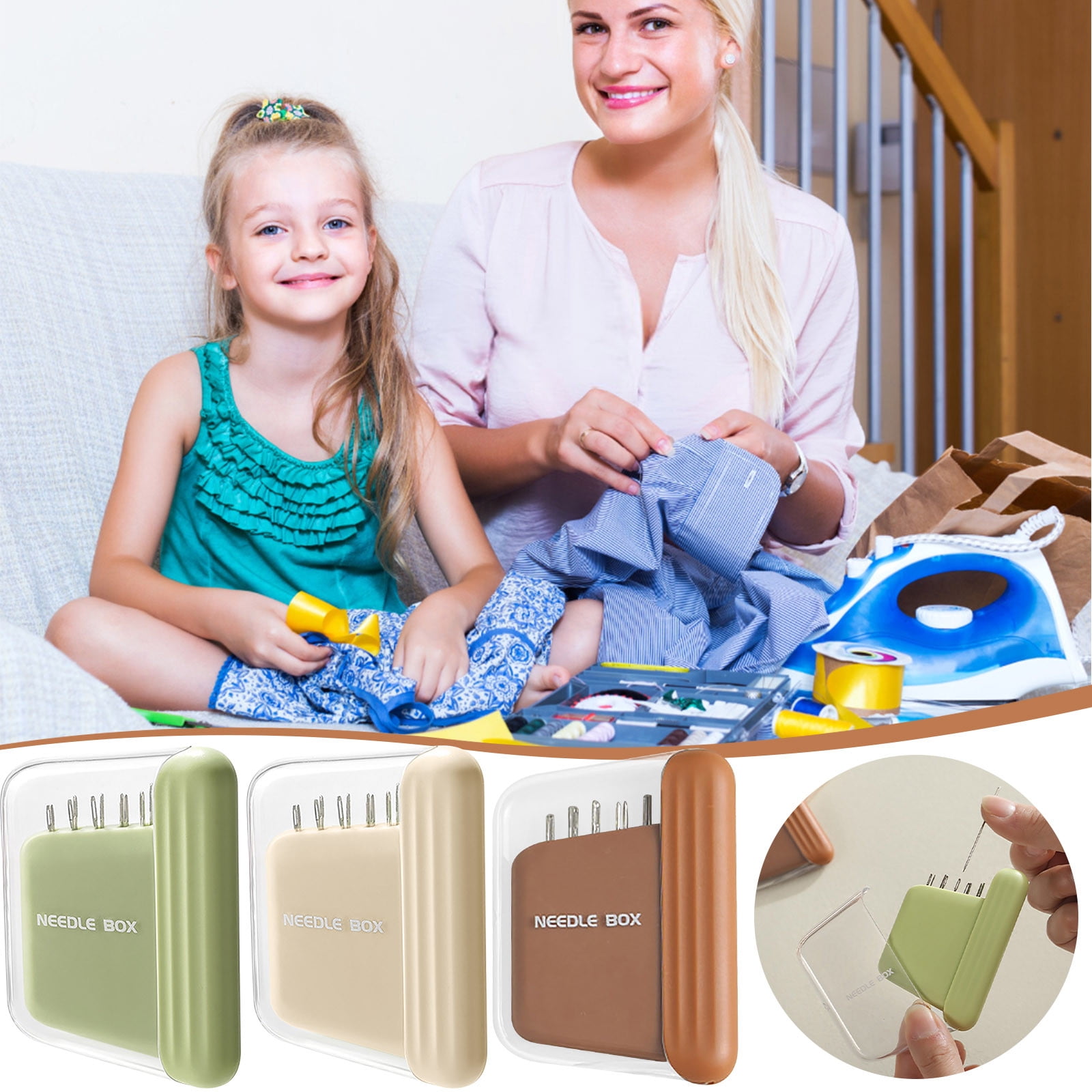 Portable Magnetic Needle Case with 5 Large-Eye Needle Sizes, Compact ...