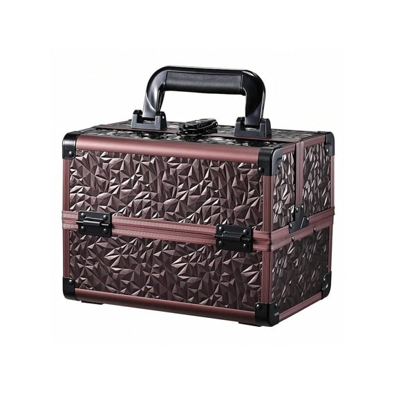 Portable Makeup Train Case - Lockable Cosmetic Box with 2 Trays ...