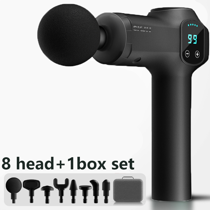 Portable Massage Gun Electric Lcd 8 Head Percussion Pistol Massager For 7509
