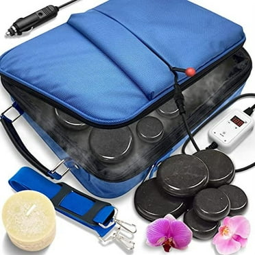 SereneLife Portable Hot Stone Massage Kit - Temperature Controller, 12 ...