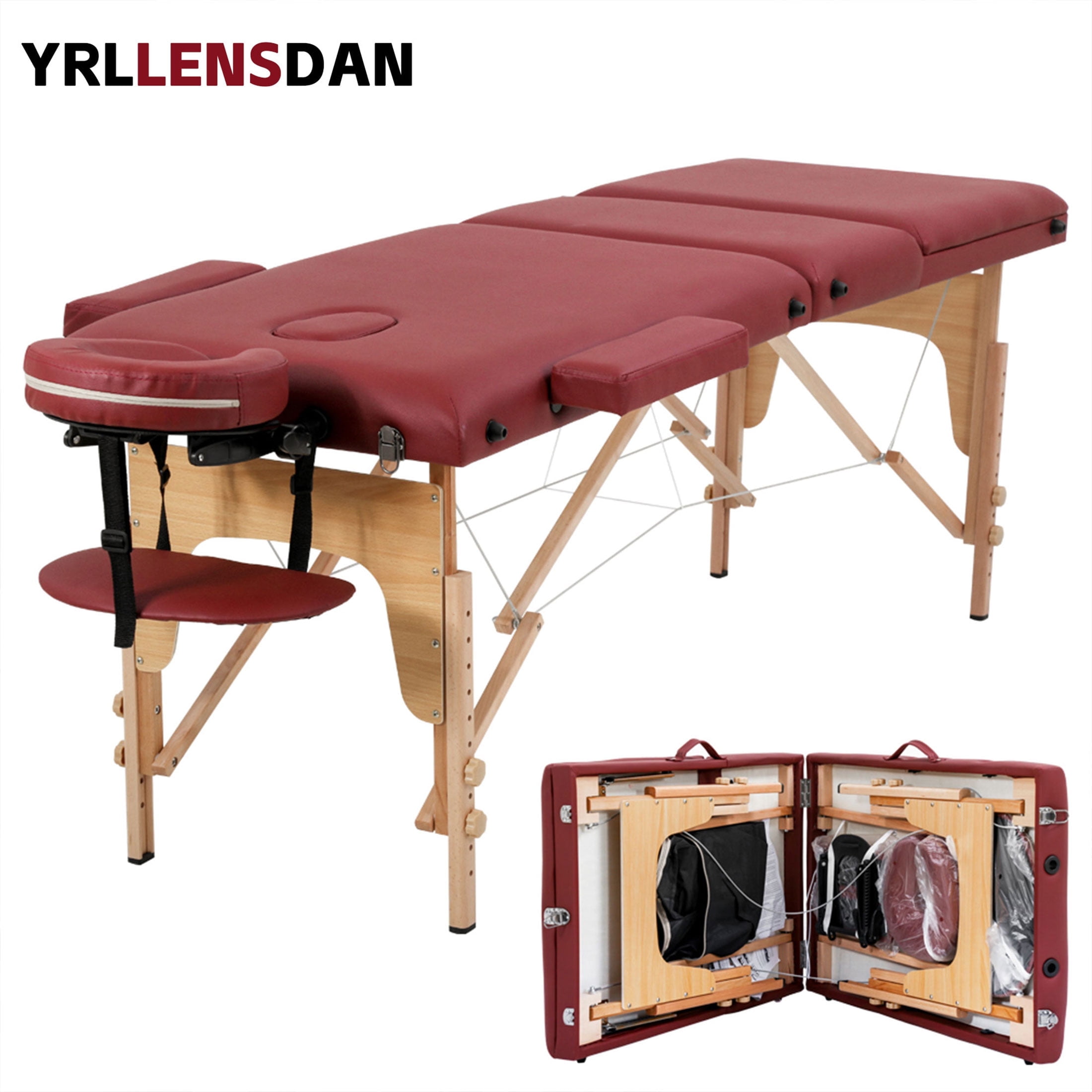 YRLLENSDAN Portable Massage Table with Adjustable Backrest and Side ...