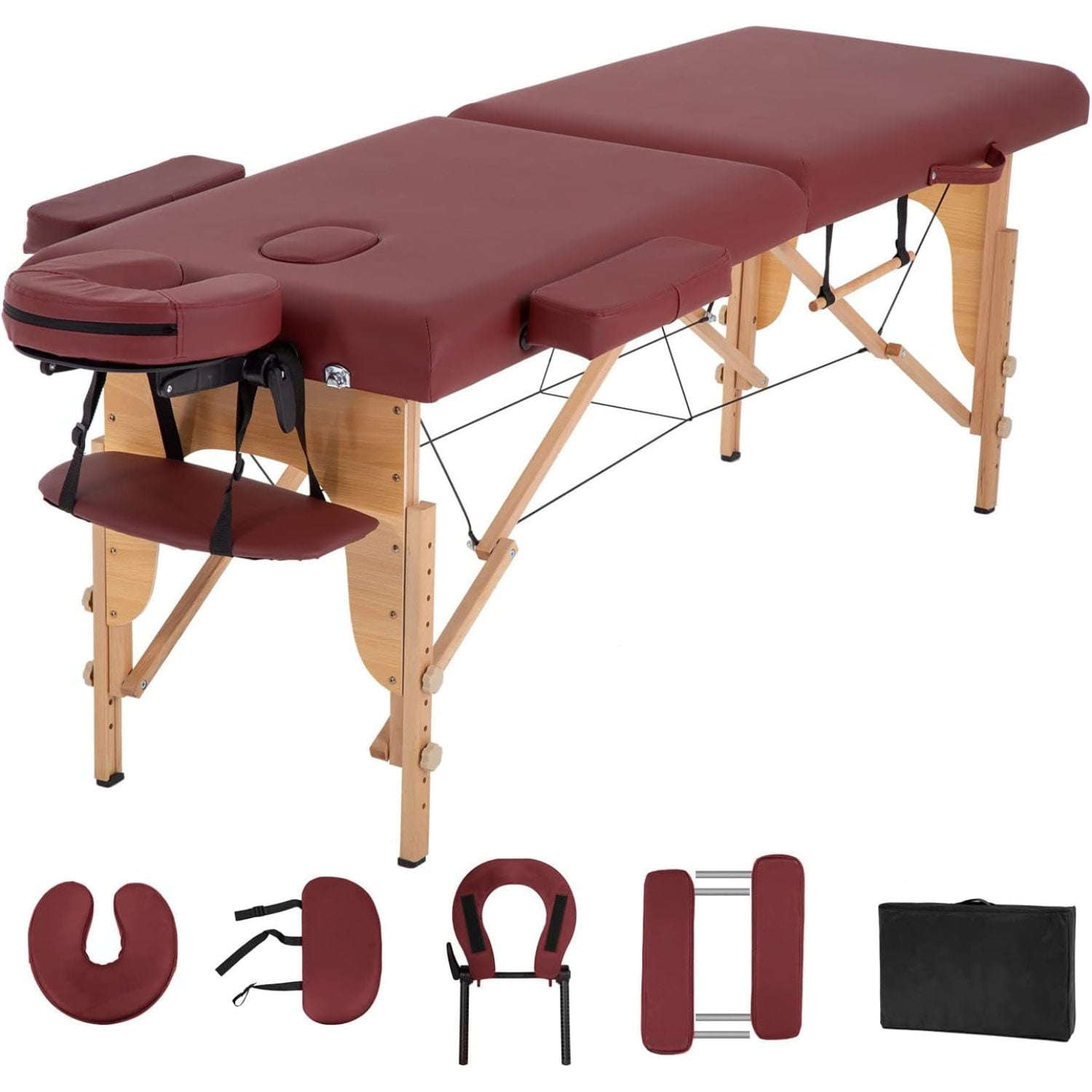 Portable Massage Table Folding with Free Accessories, Wooden/Aluminum ...