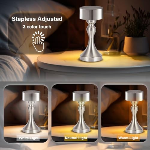 Portable Metal LED Lamp, Cordless Metal Lamp, Touch Control Charging ...