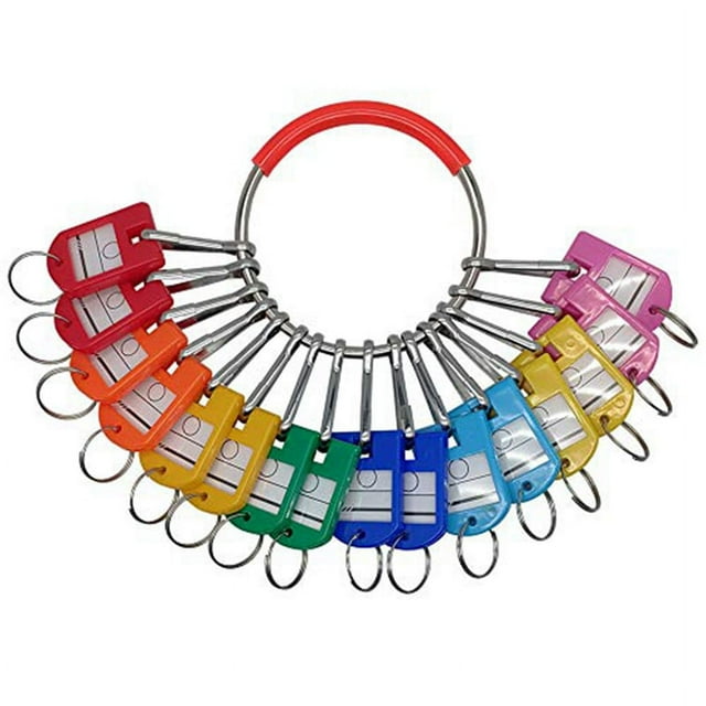 Portable Metal Ring Key Organizer with 16 Spring Hooks & Key Tags with ...