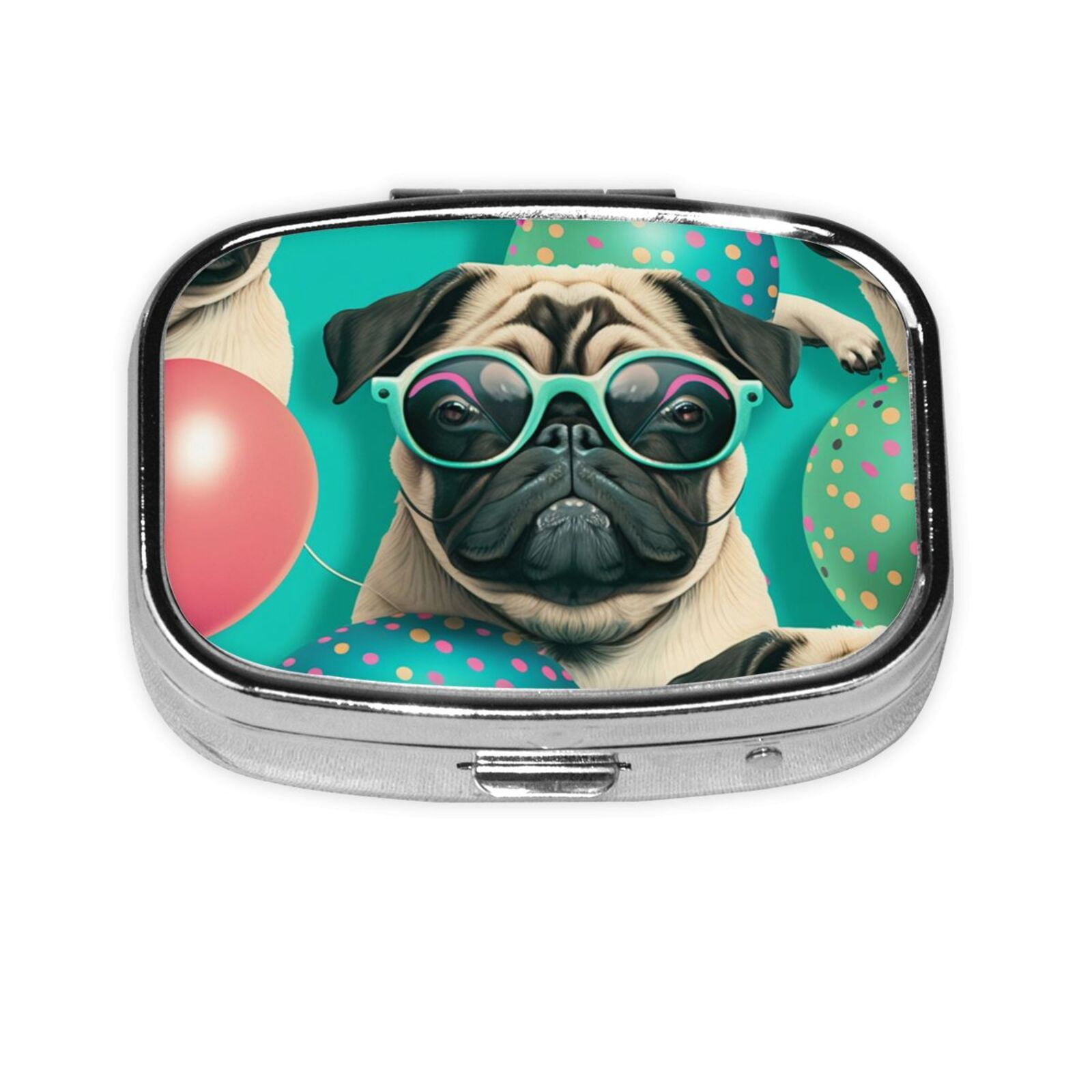 Portable Metal Square Pill Box 2-Compartment Mini Pocket Pill Case for ...