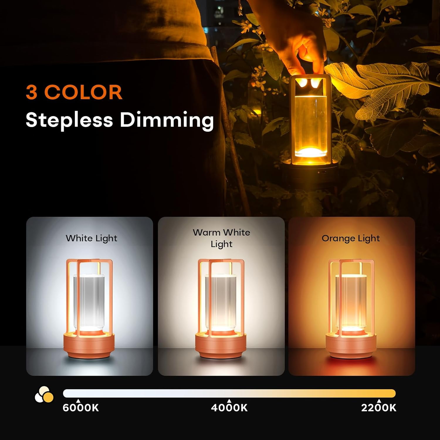 Portable Metal Table Lamp for Indoor/Outdoor ,Rechargeable Cordless LED ...