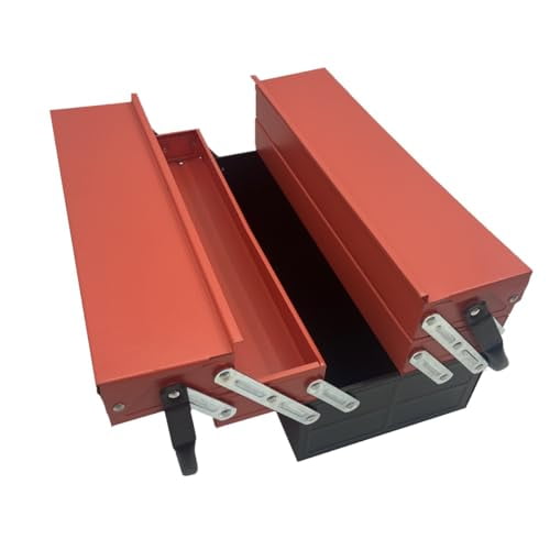 Portable Metal Tool Box, 21 Inch 3-Layer 5-Tray Portable Folding Tool ...