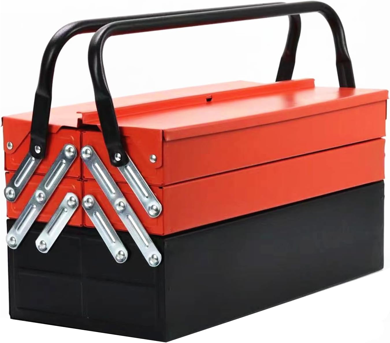 Portable Metal Tool Box, 21 Inch 3-Layer 5-Tray Portable Folding Tool Chest Organization ...