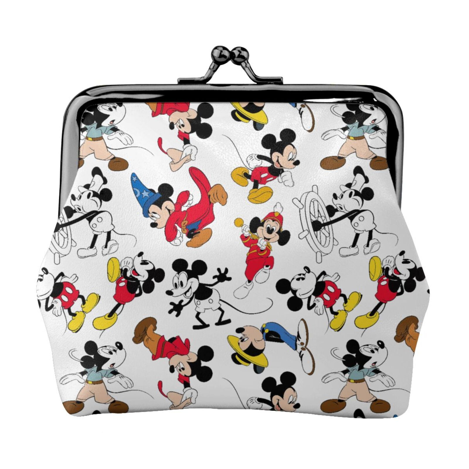 Portable Mickey mouse Leather Coin Purse Small Kiss-Lock Change Pouch ...