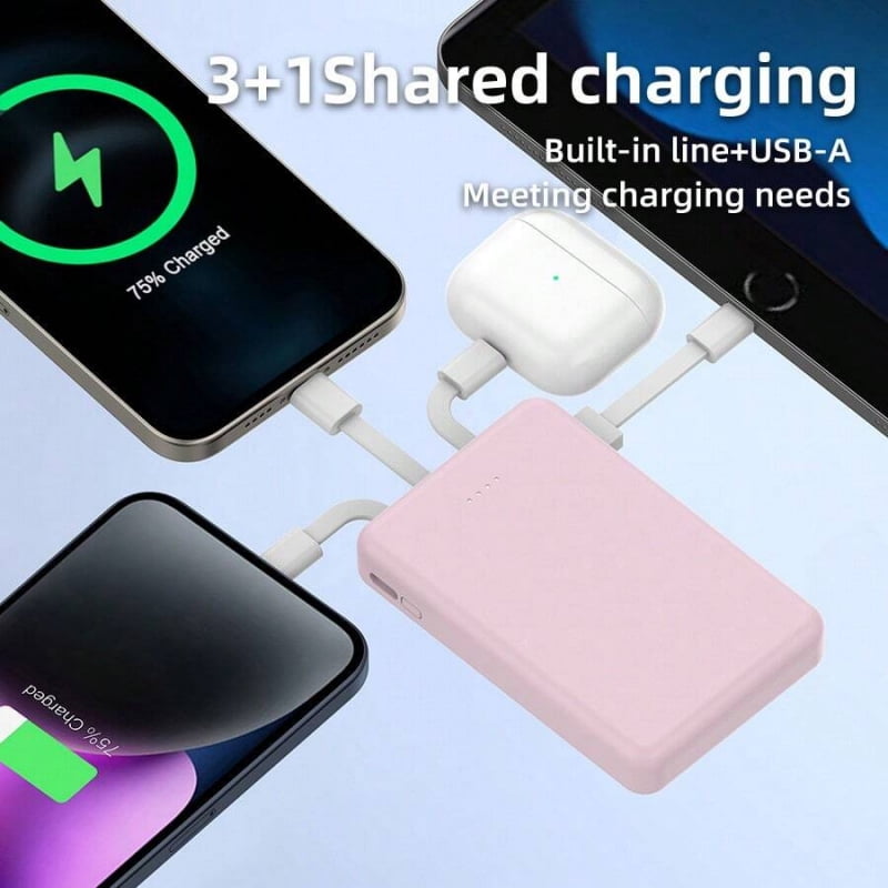 Portable Mini 5000mAh Power Bank - Features Type-C Input, USB C Block ...