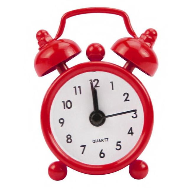 Portable Mini Alarm Clock Retro Round Number Clock Double Bell Desk ...