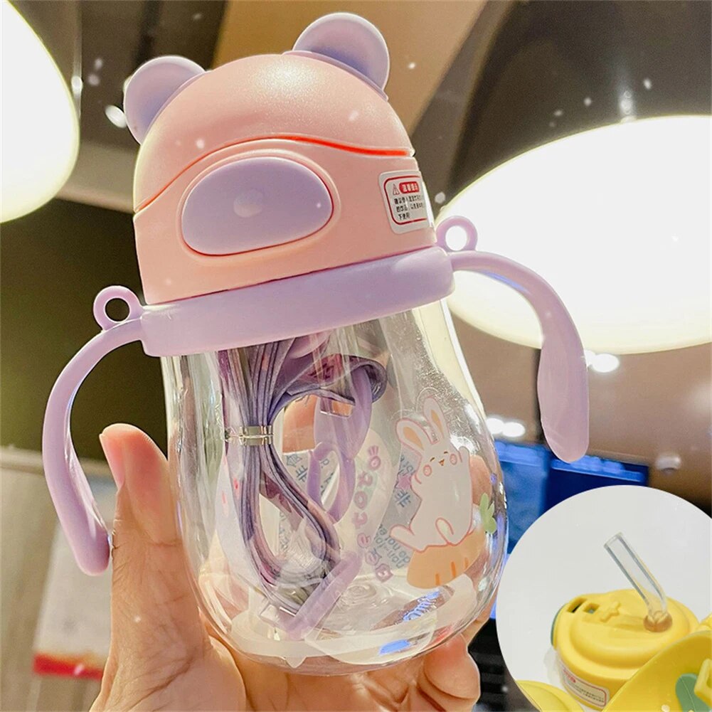 Portable Mini Baby Cup With Shoulder Convenient Kawaii School Straw Cup ...