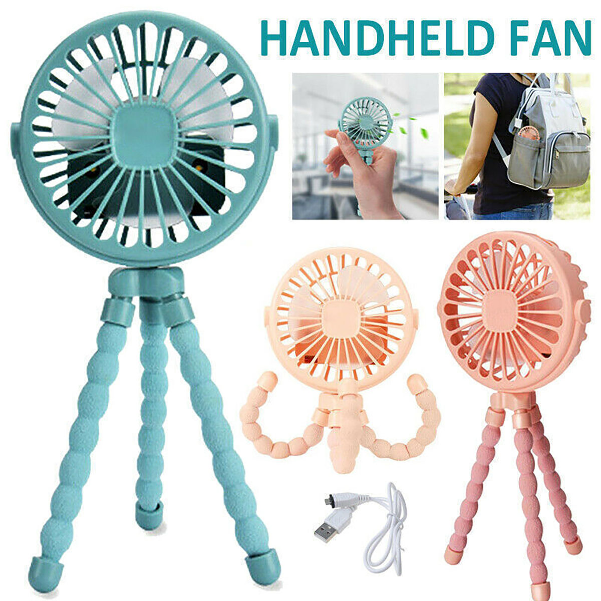 Portable Mini Baby Stroller Fan, Battery Operated Personal Desk Fan ...