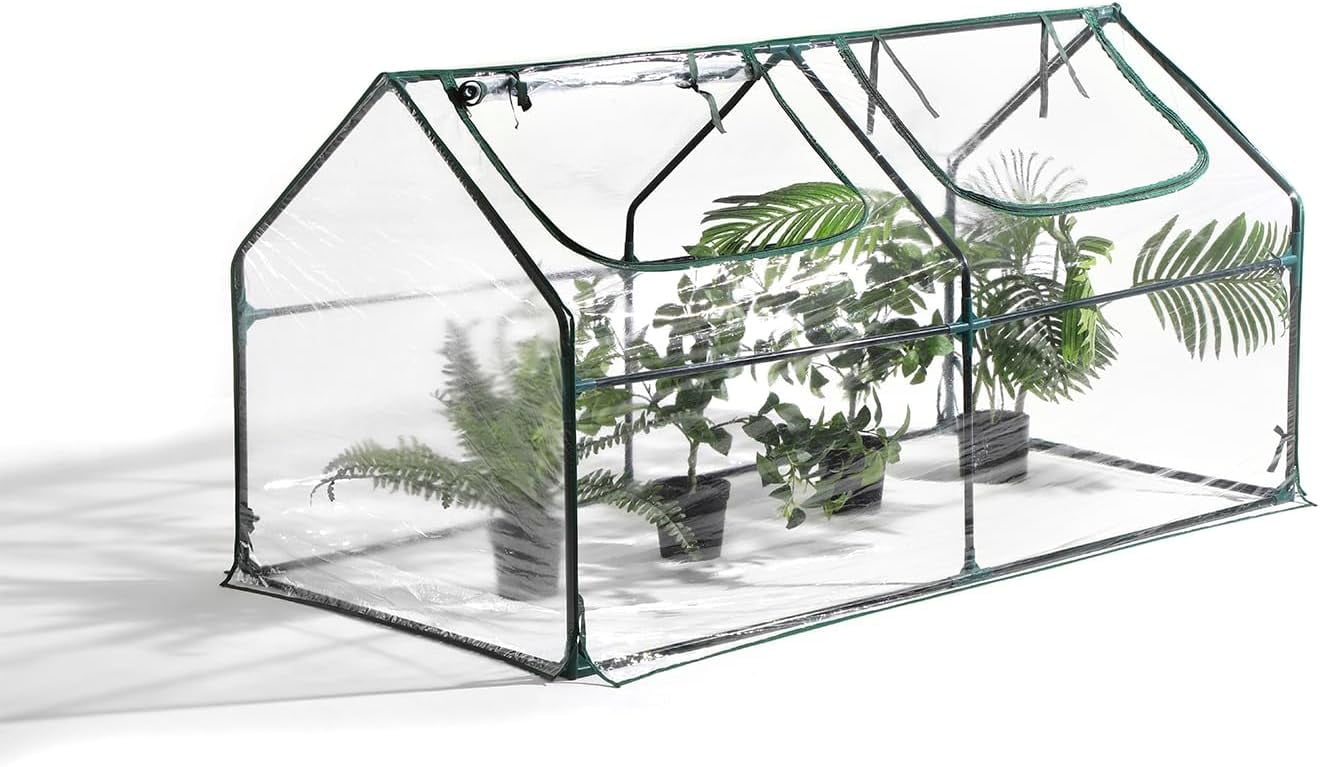 Portable Mini Cloche Greenhouse with Elevated Bottom, Reinforced High ...