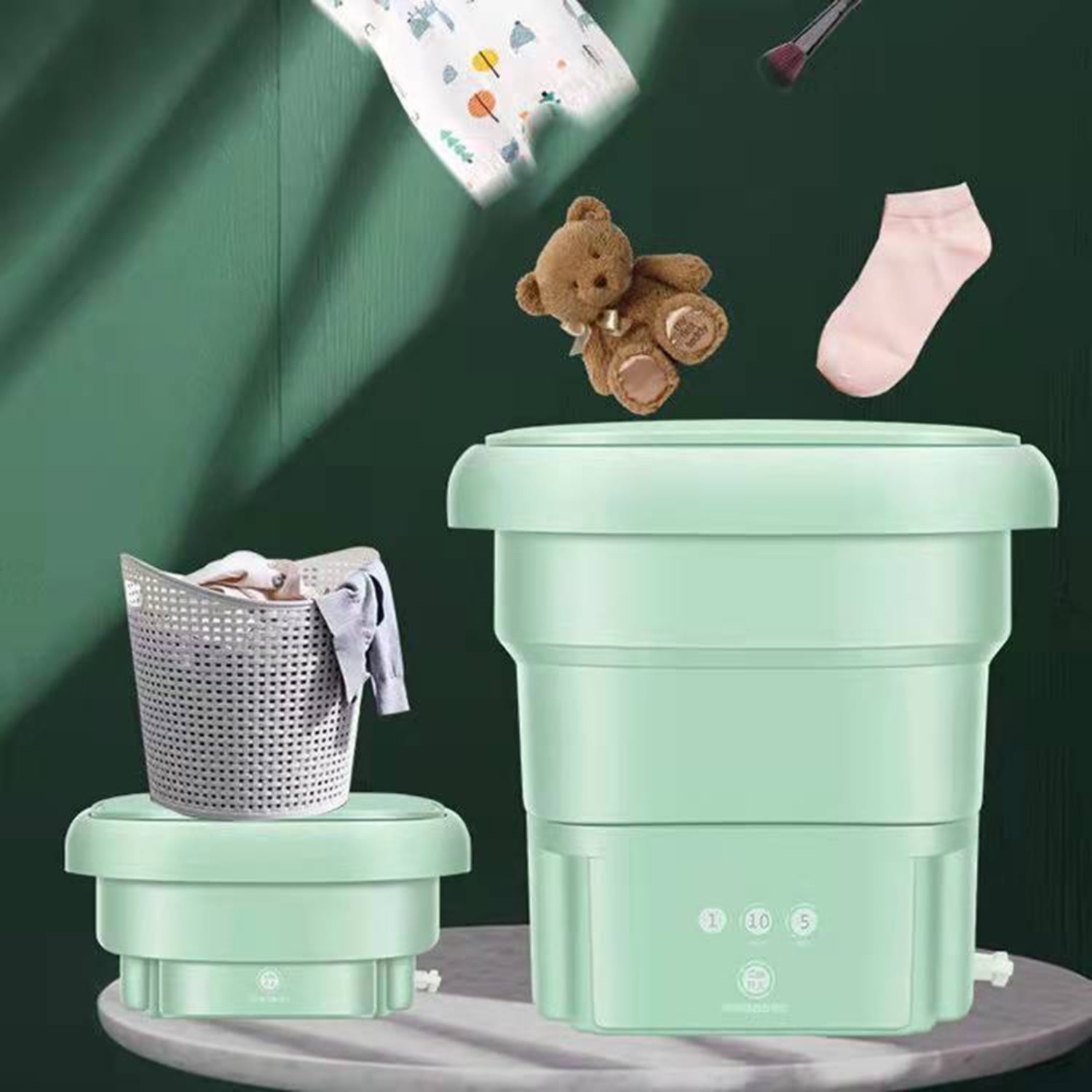 Portable Mini Compact Folding Washing Machine with Dryer Bucket - Ideal ...